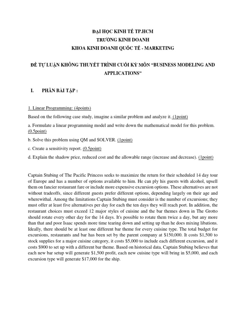 Final Exam Business Modeling Nov2023 | PDF | Forecasting | Business