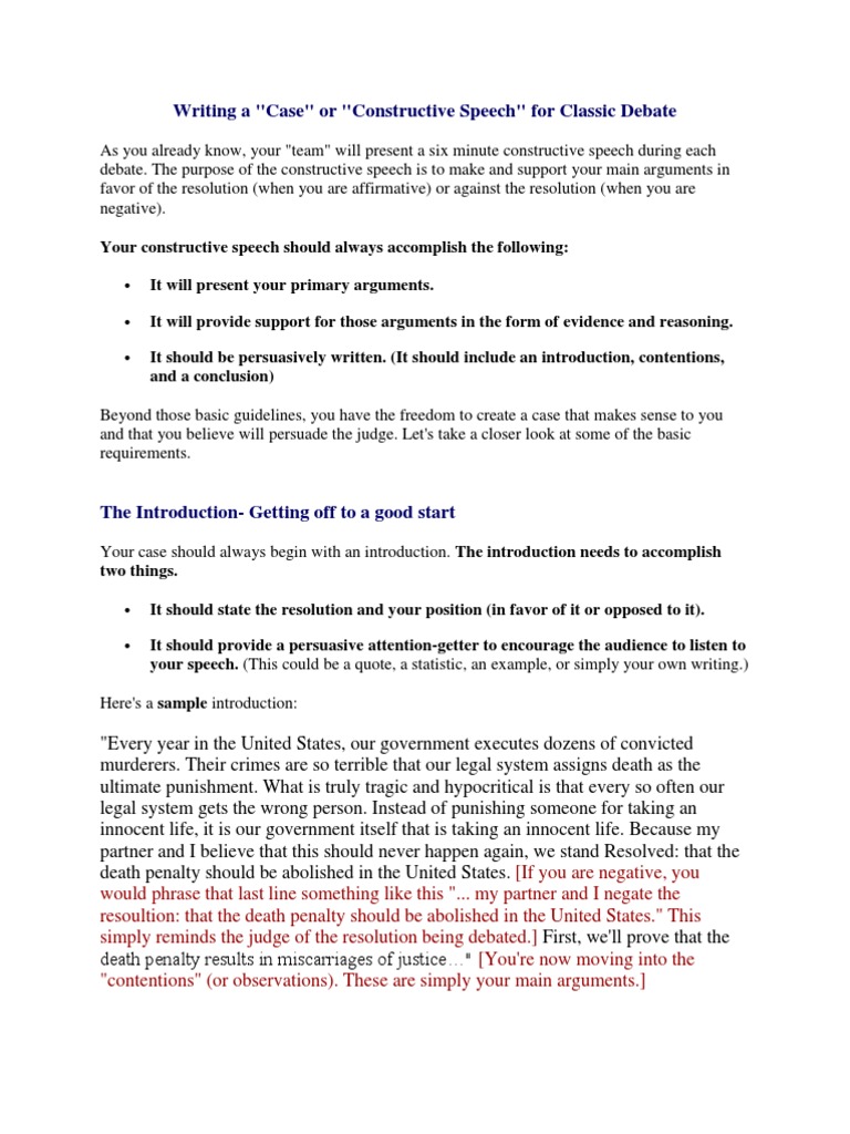 Constructive Speech | PDF | Capital Punishment | Capital Punishment In ...