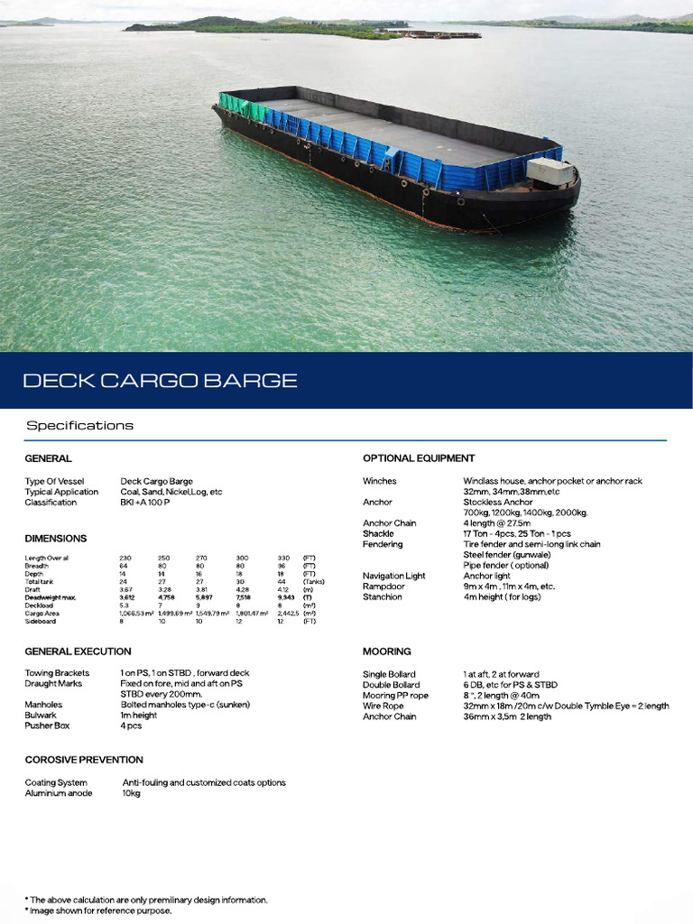Deck Cargo Barge Specifications | PDF