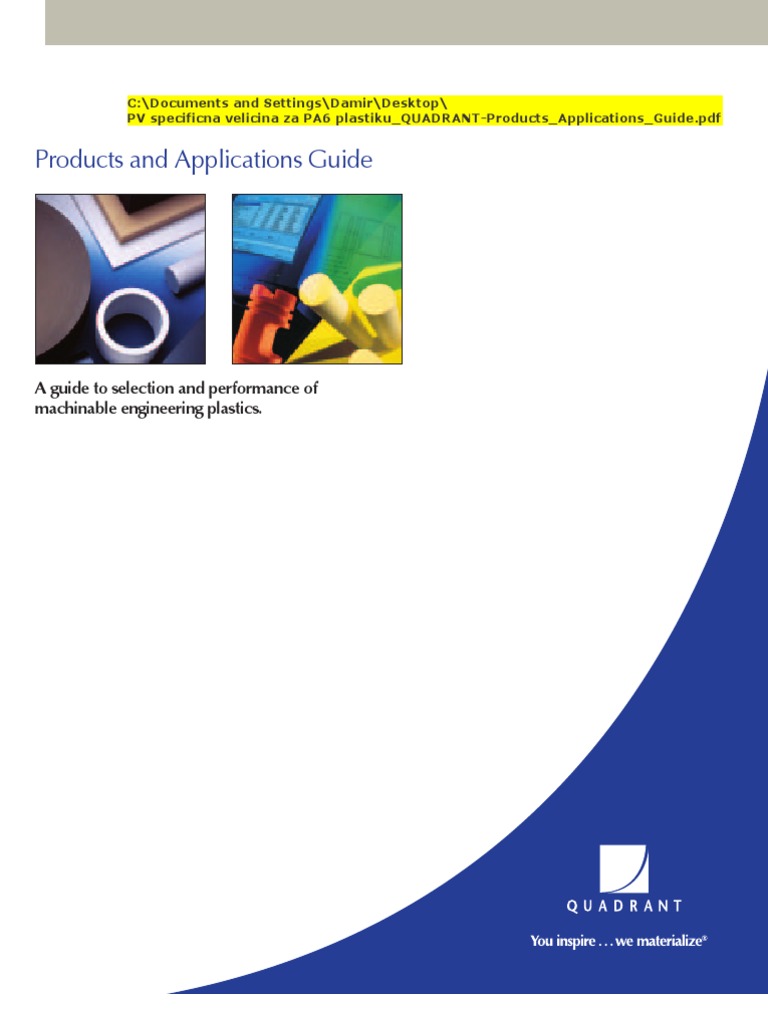 PV Specificna Velicina Za PA6 Plastiku - QUADRANT-Products - Applications - Guide | PDF | Wear ...