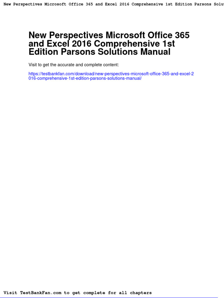 Full Download New Perspectives Microsoft Office 365 and Excel 2016 Comprehensive 1st Edition ...