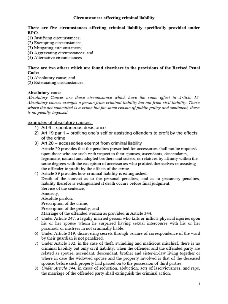 Circumstances Affecting Criminal Liability | PDF | Politics | Social ...