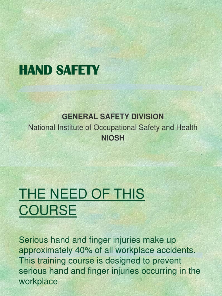 Hand Safety: National Institute of Occupational Safety and Health | PDF ...