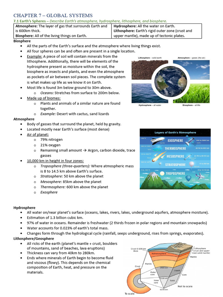 Chapter 7 Global System Notes | PDF | Earth Sciences | Atmosphere Of Earth