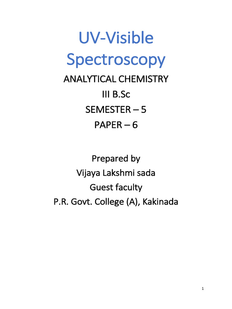 UV-Visible Spectroscopy Overview | PDF | Spectrophotometry ...
