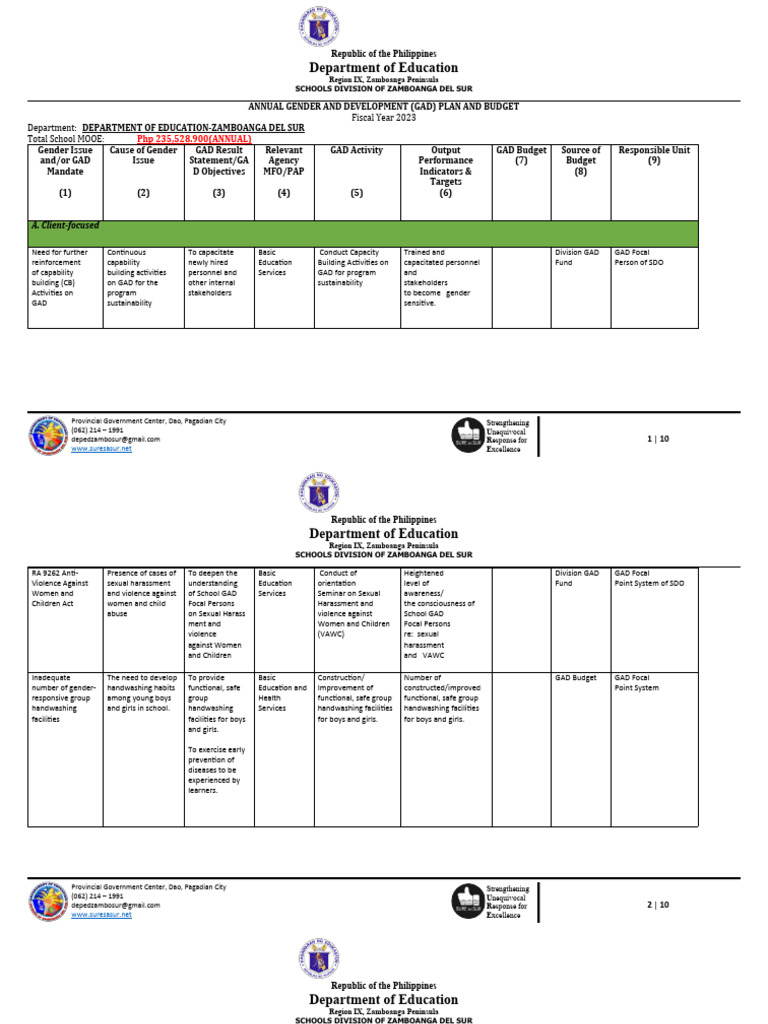 GAD Action Plan Edited | PDF