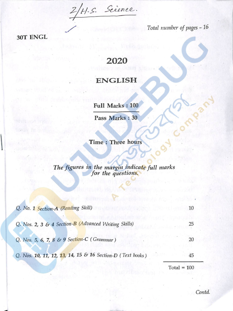 HS 2nd Year Science 2020 ENGLISH | PDF