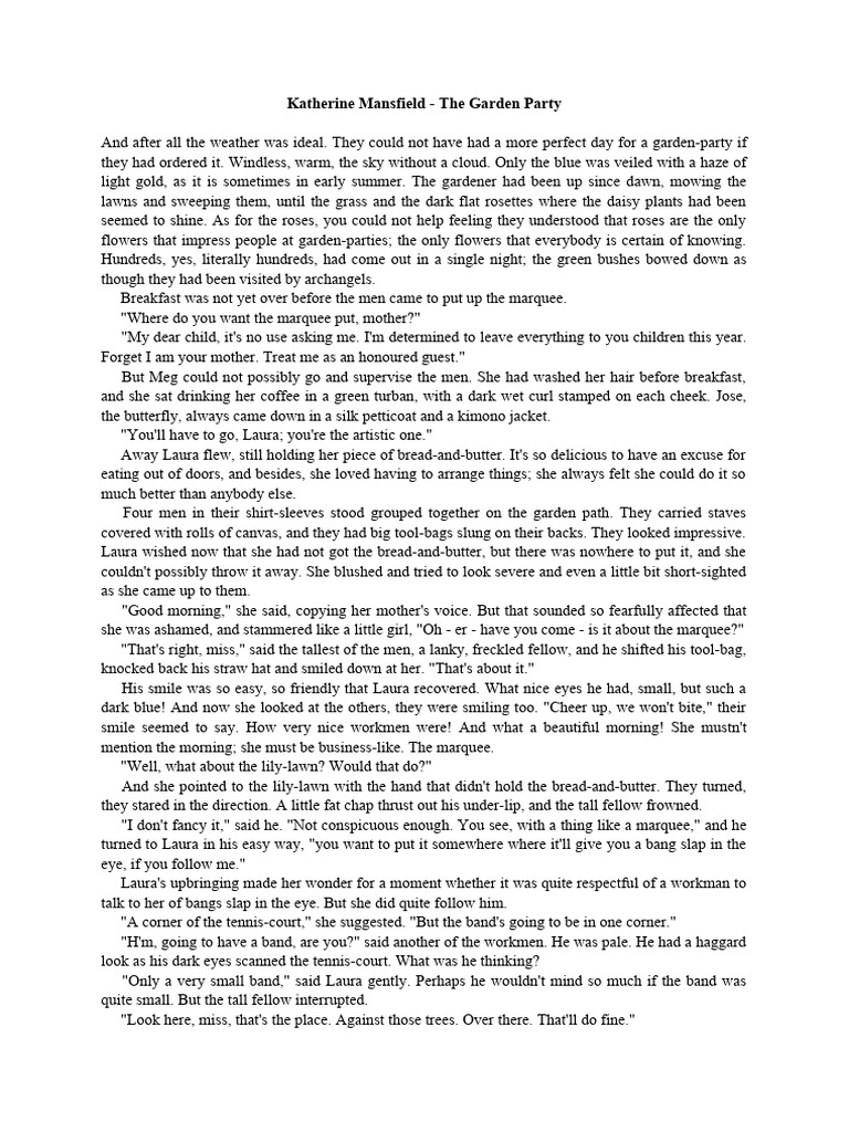 Mansfield, Katherine - The Garden Party | PDF