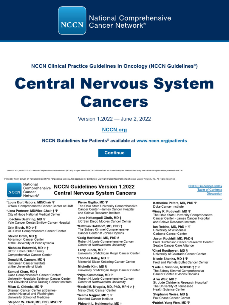 NCCN Cns June 2022 | PDF | Glioma | Brain Tumor