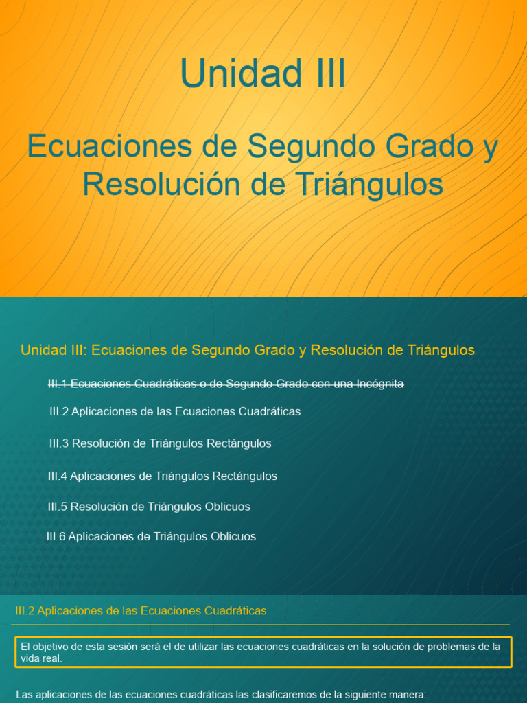 Iii 2 Aplicaciones Cuadráticas Pdf Ecuaciones Ecuación Cuadrática