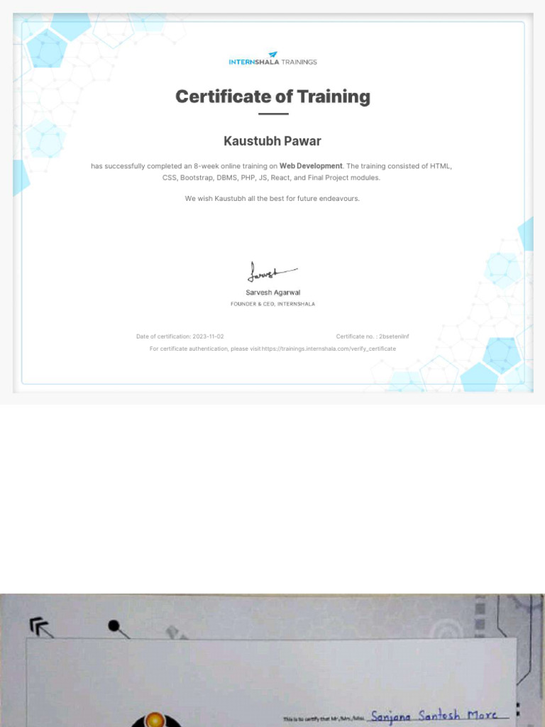 Final SY Internship Certificate November 2023 - Compressed | PDF | Databases | Computer Data