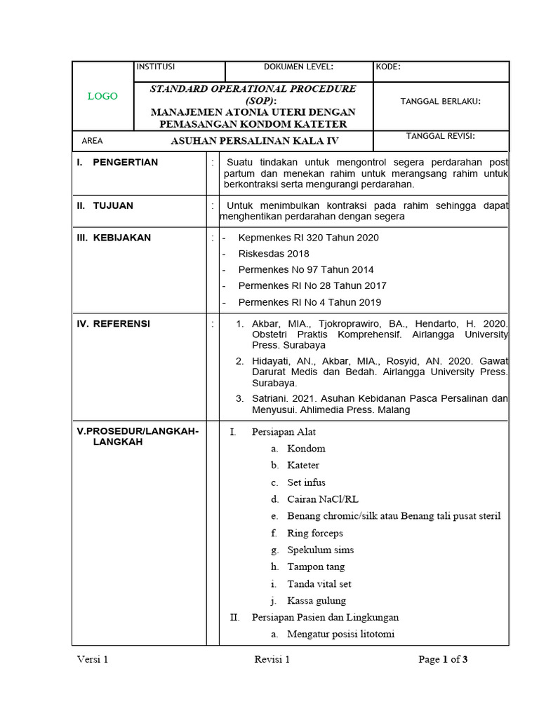 Sop Pemasangan Balon Kateter | PDF