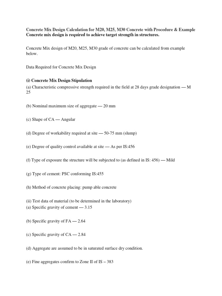 Concrete Trial Mix Design Procedures | PDF | Concrete | Construction ...