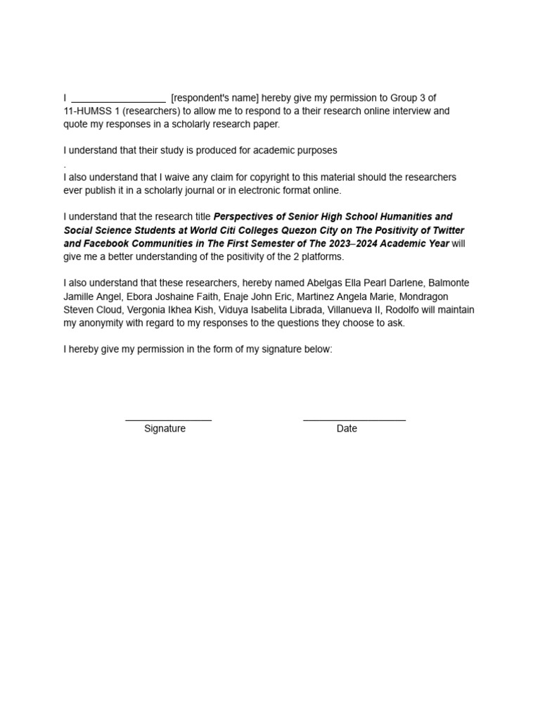 Consent Form Group 3 | PDF Consent Form Group 3 | PDF
