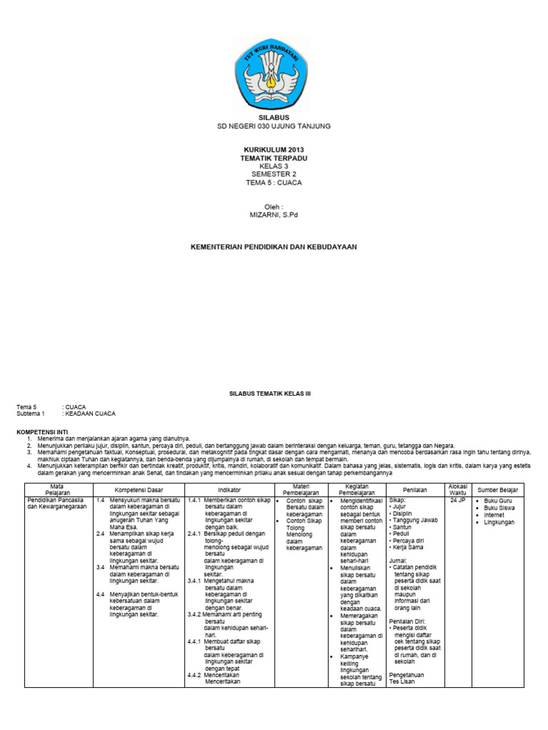 Silabus Kelas 3 Tema 5 | PDF | Kesehatan Holistik | Sains & Matematika