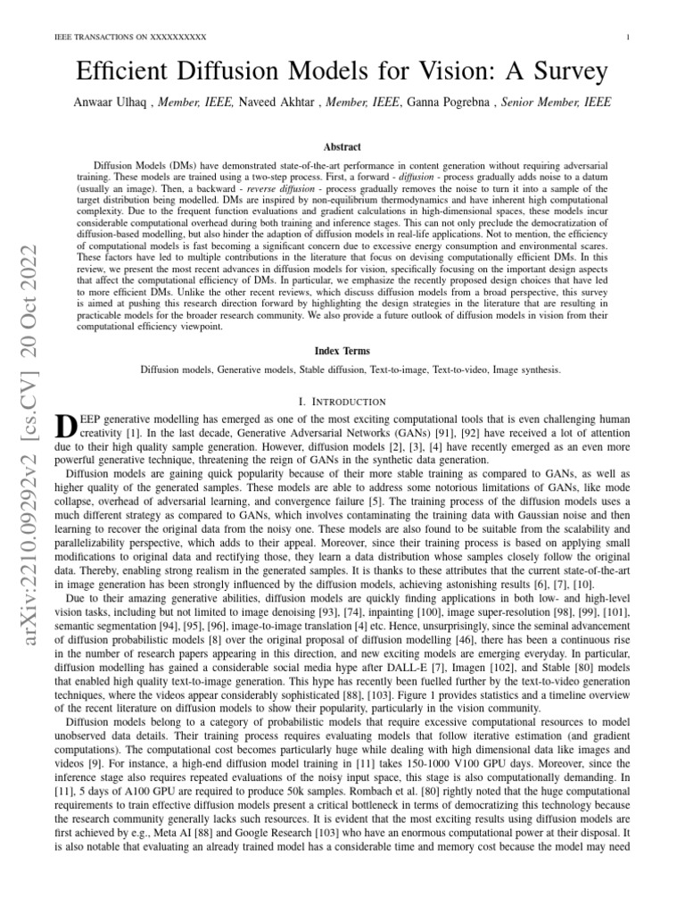 Efficient Diffusion Models For Vision A Survey Download Free Pdf