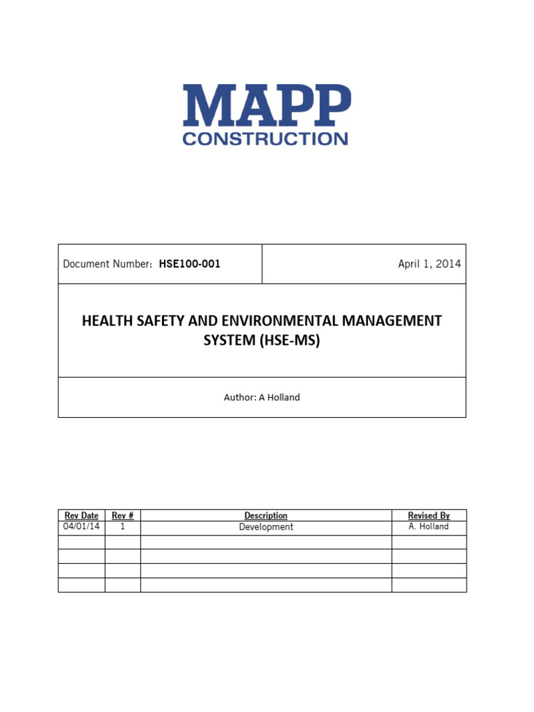 100-01 HSE MS Manual GoodForReference | Download Free PDF | Regulatory Compliance | Risk