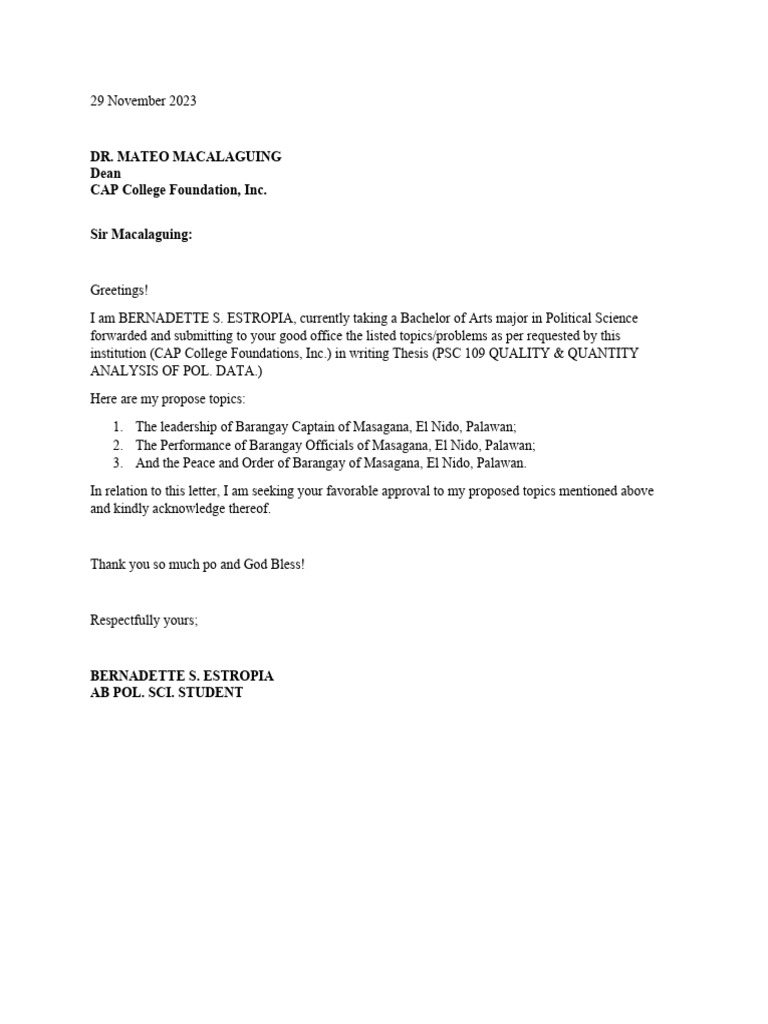 Proposal Letter 2023 | PDF