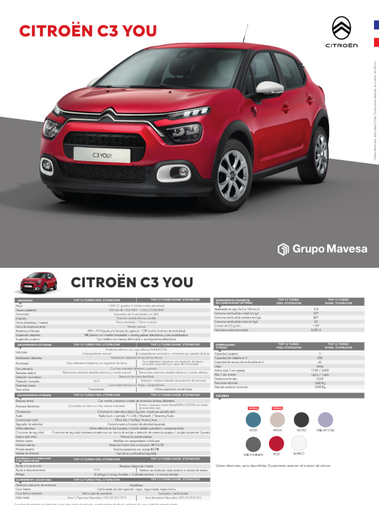 Ficha Técnica Citroën C3 You 2025 | PDF
