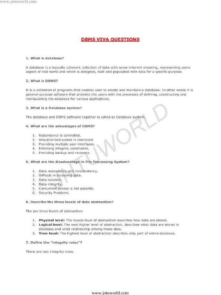 Dbms Viva Questions | PDF