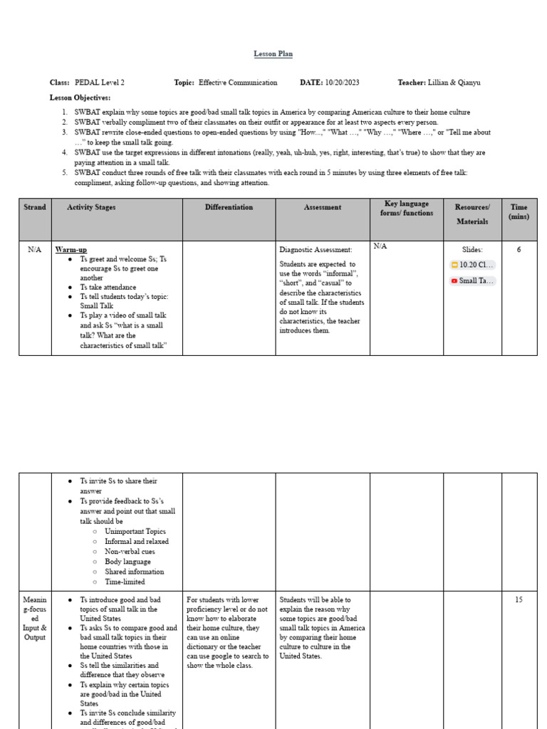Lesson Plan 2 | PDF | Learning | Cognition