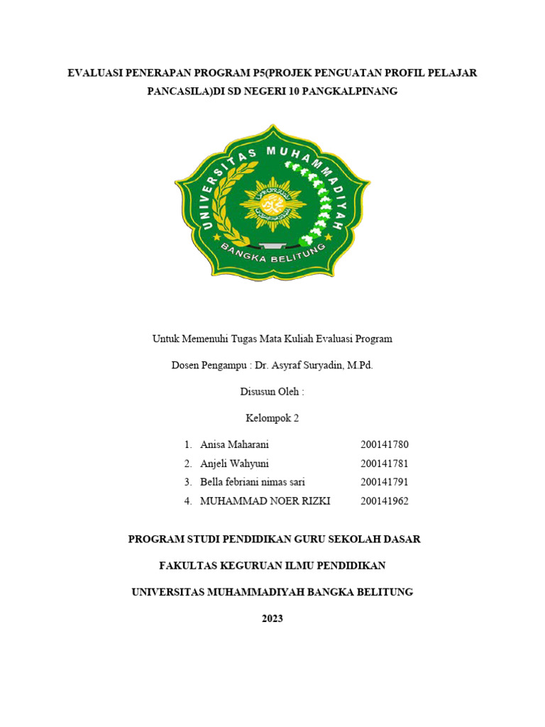 Evaluasi Program P5 di SD 10 Pangkalpinang | PDF | Bisnis | Seni