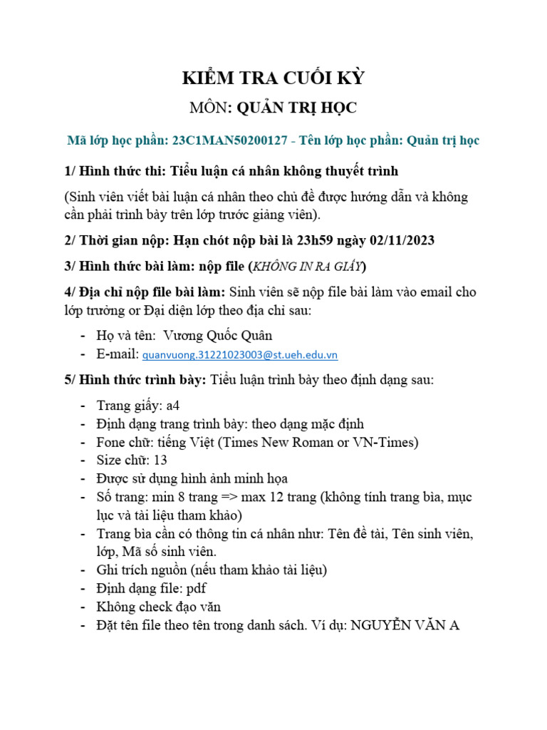 N2 106 2023 QTH KIỂM TRA CUỐI KỲ | PDF