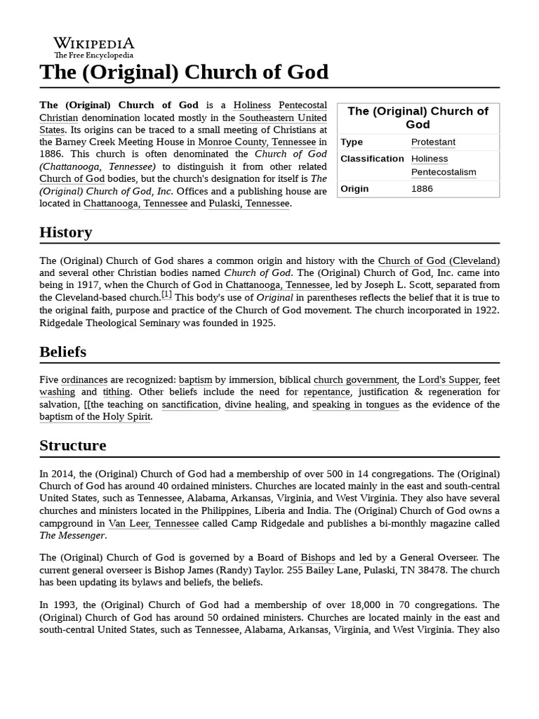 The (Original) Church of God | PDF
