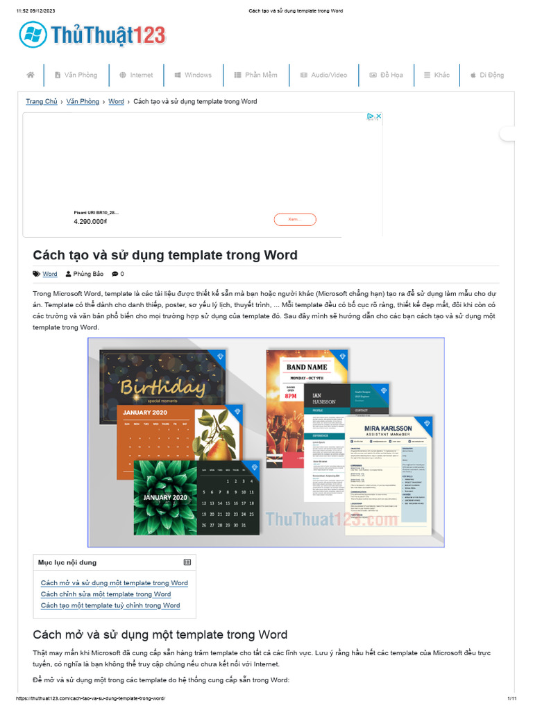 Cách T o Và S D NG Template Trong Word | PDF