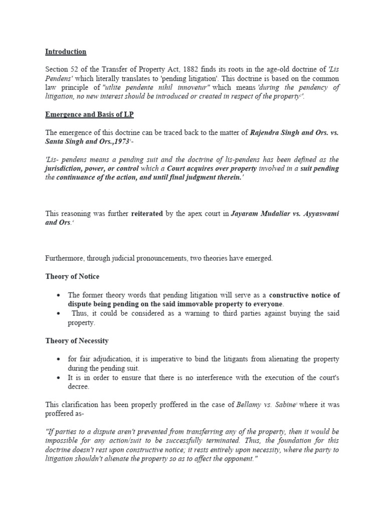 Lis Pendens | Download Free PDF | Lawsuit | Property
