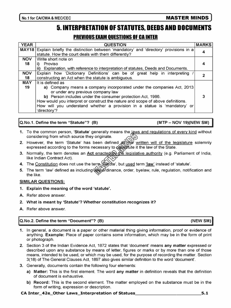 Interpretation of Statues, Deeds and Documents | PDF