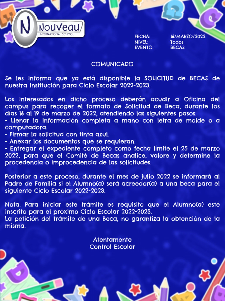 Comunicado Becas 2022-2023 | PDF