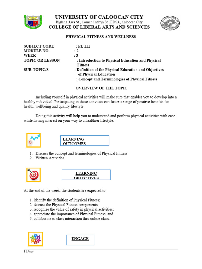 PE 111 Module 2 Unit 1 Introduction To Physical Education and Fitness | PDF | Physical Fitness ...
