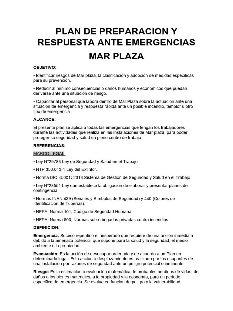 Plan de Emergencia | PDF | Primeros auxilios | Valores