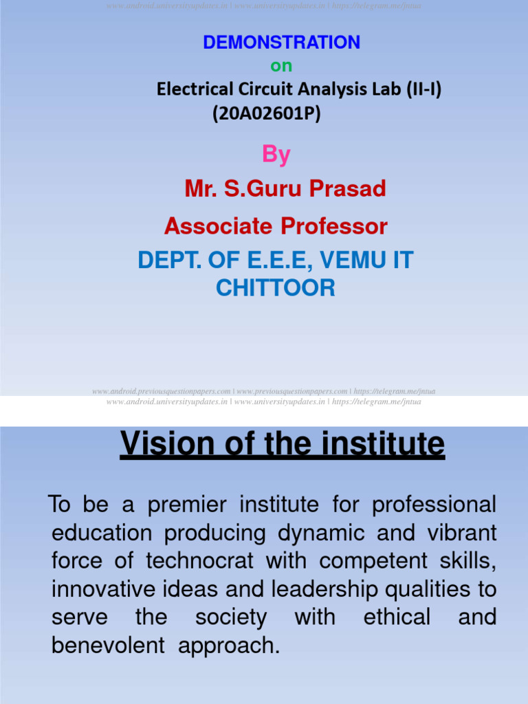 JNTUA Electrical Circuit Analysis Lab - PPT R20 | PDF | Resonance ...