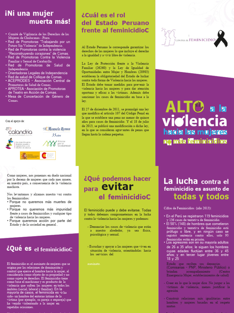 Triptico Campaña Mujeres en Duelo Contra El Feminicidio | PDF