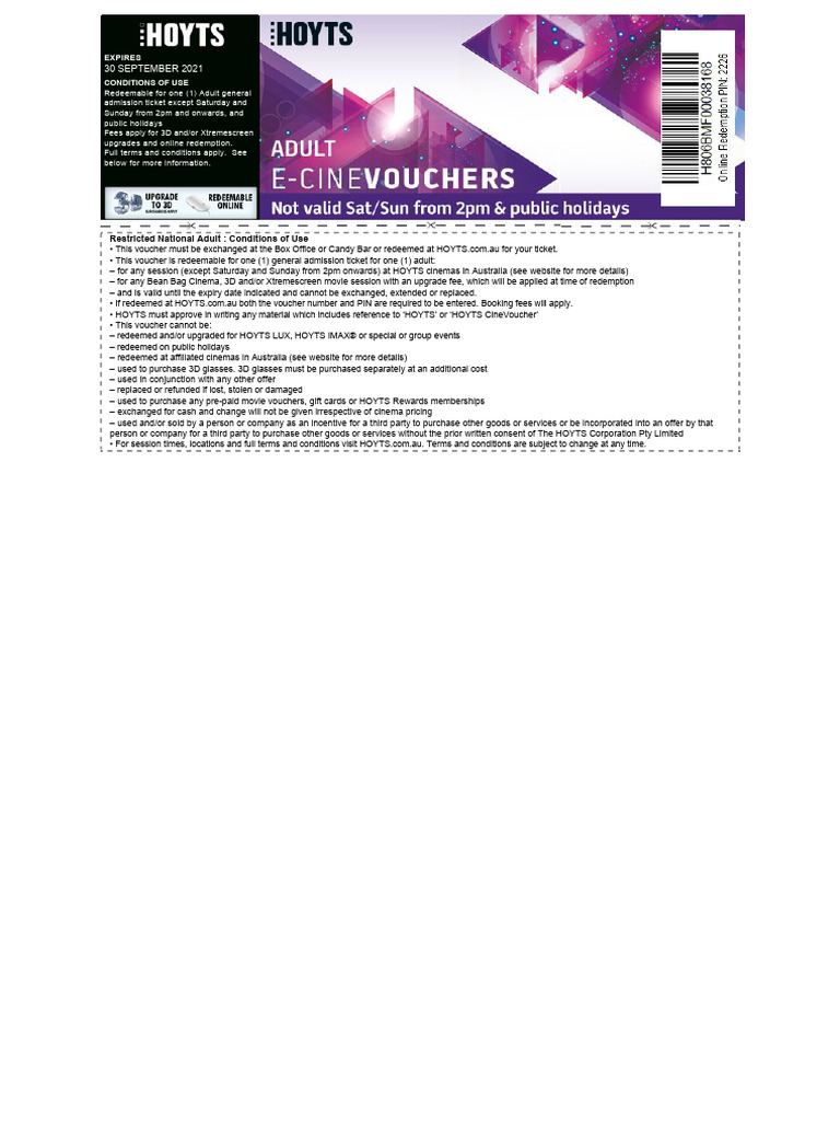 1 Hoyts Vouchers | PDF