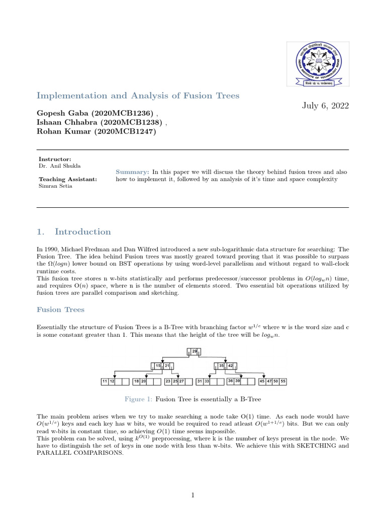 Fusion Trees Report | PDF | Computer Data | Computer Programming