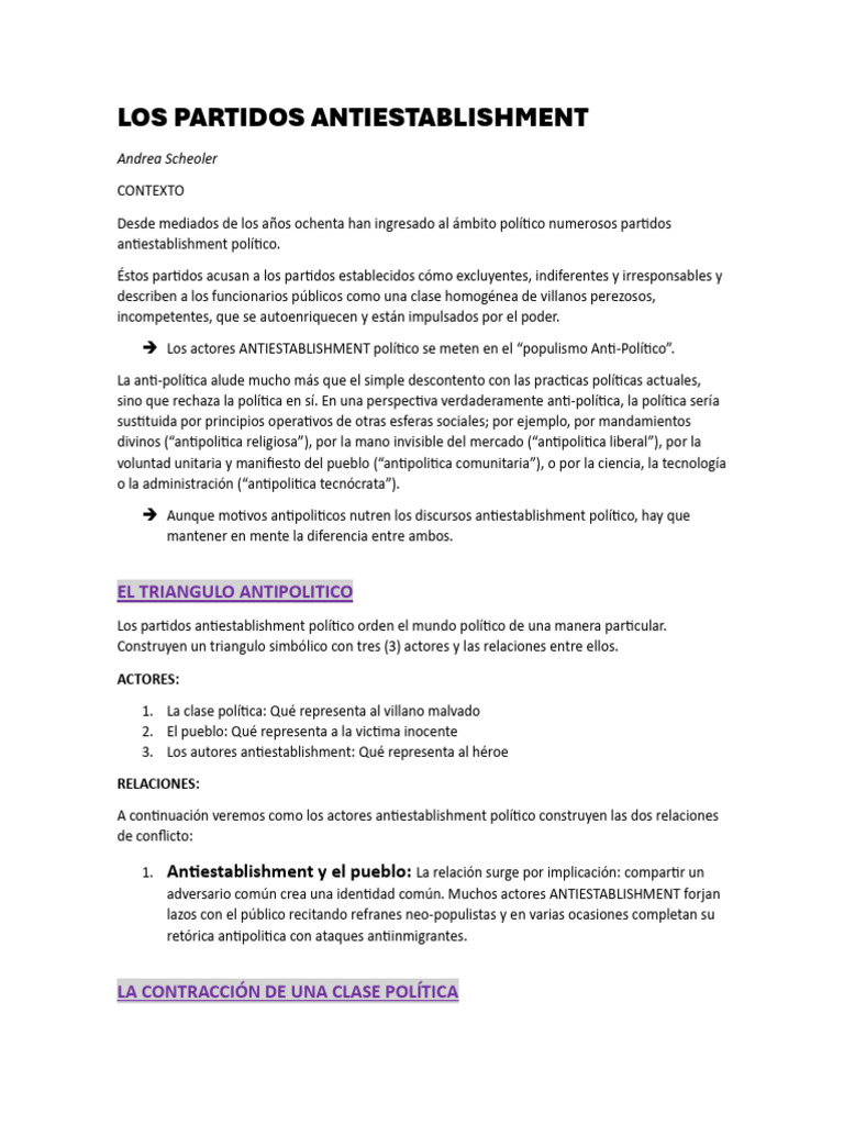 Los Partidos Antiestablishment | PDF | Teorías filosóficas | Teorías ...