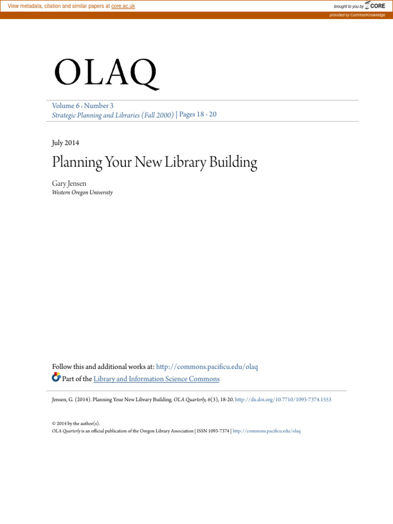 Planning Your New Library Building: Volume 6, Number 3 | PDF ...