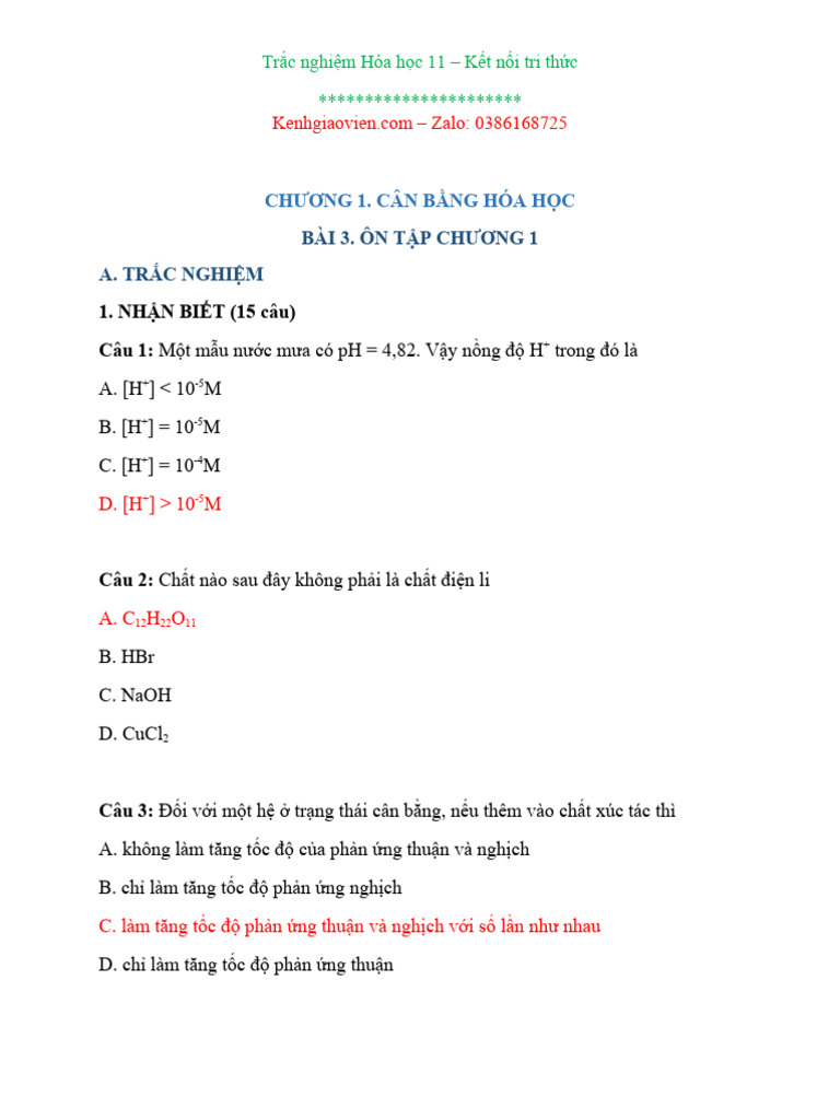 Bai 3 On Tap Chuong 1 | PDF