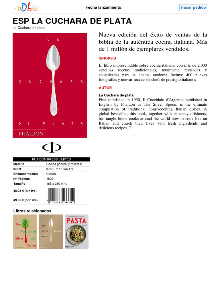 Esp La Cuchara de Plata | PDF | Cocina, comidas y vino