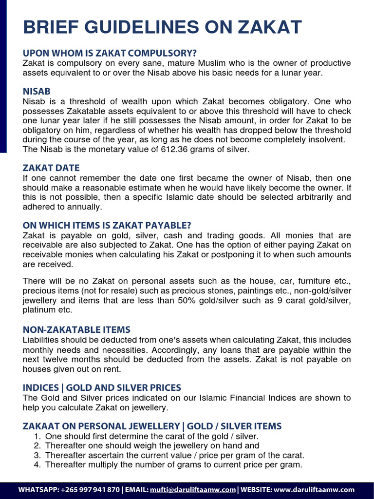 Guidelines for Calculating Zakat | PDF | Business | Money
