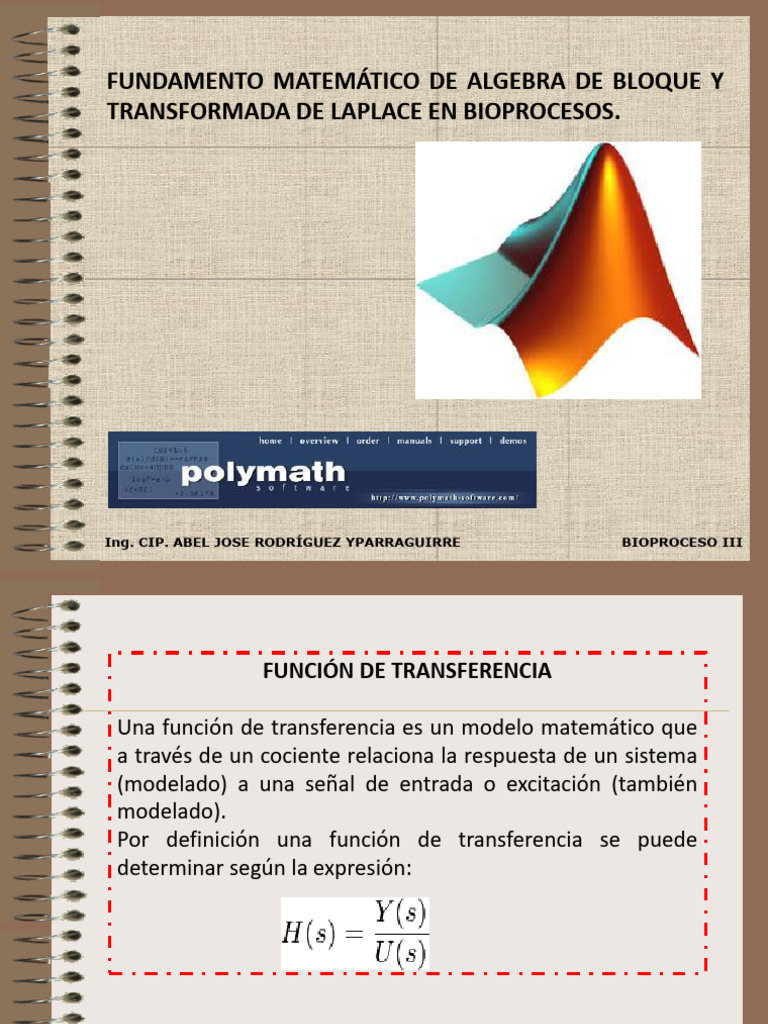 Sesion 05 Fundamento Matemático de Algebra de Bloque y Transformada de Laplace en Bioprocesos. | PDF