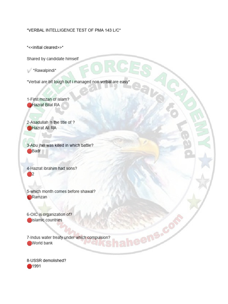 PMA General Knowledge | PDF