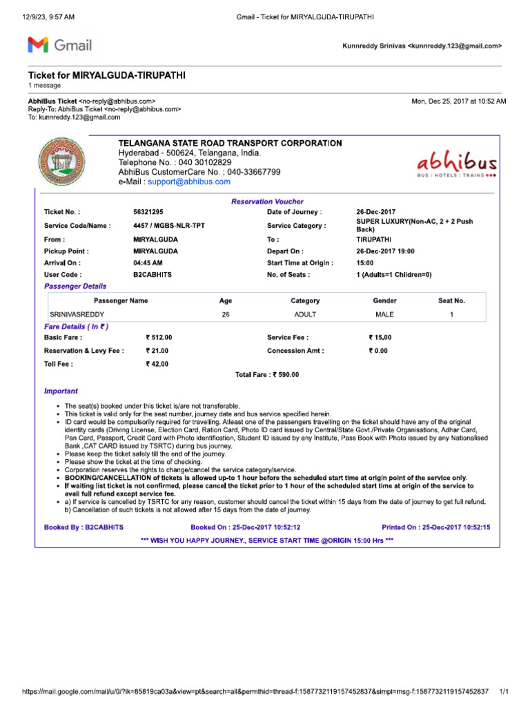 Abhibus Ticket | PDF