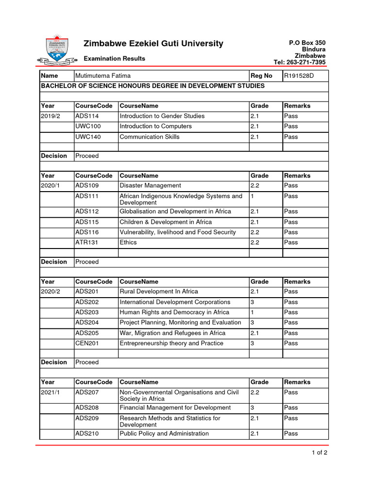 Transcript - R191528D - Final Program Results - Fatima Mutimutema | PDF ...