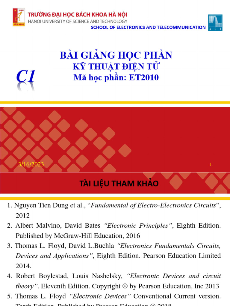 Bài giảng Kỹ thuật điện tử - C1 - Gửi sinh viên | PDF