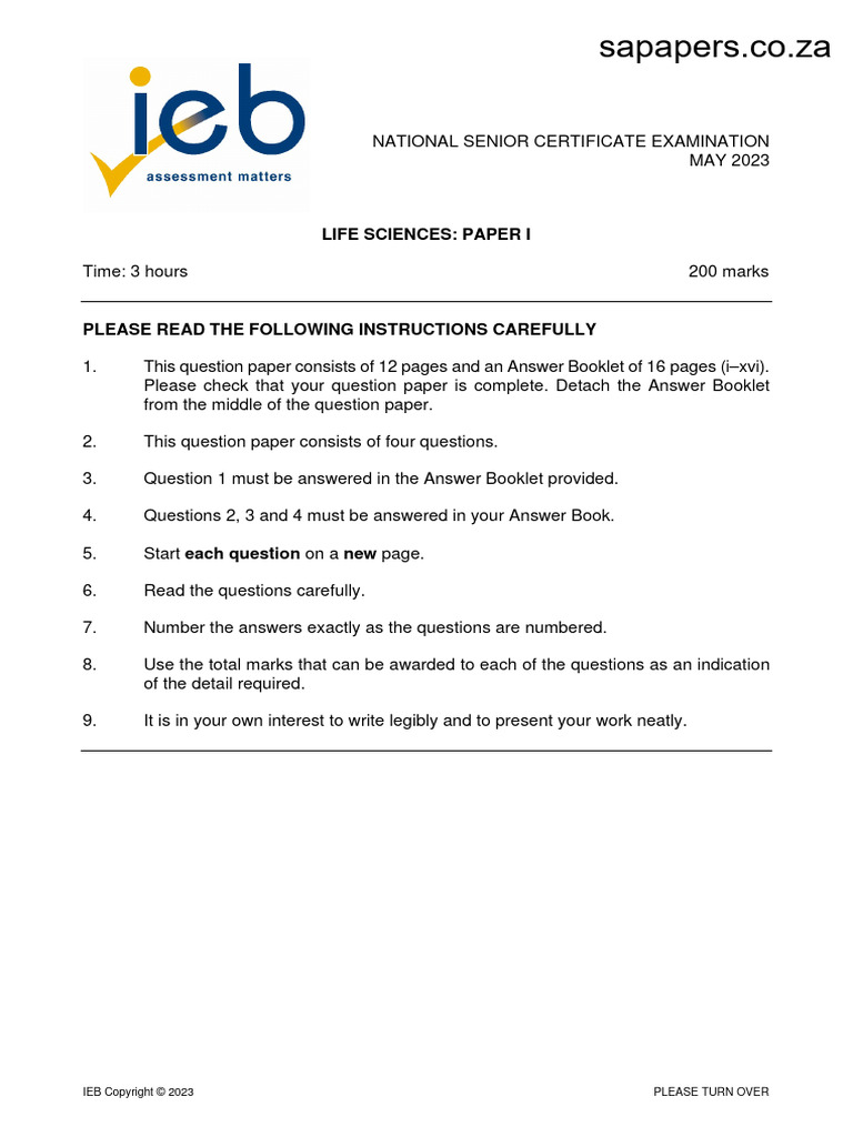 Life Sciences P1 May 2023 | PDF | Flowers | Pollination