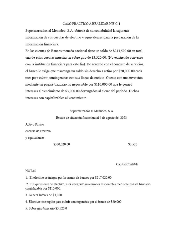 CASO PRACTICO A REALIZAR NIF C | PDF